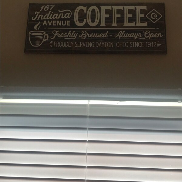 Personalized Coffee Shop Farmhouse Retro Style Wood Sign. 3 Sizes 9 ...