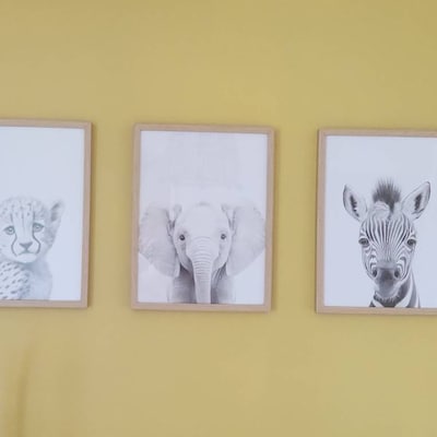 Nursery Safari Animals Black and White Watercolor Set of 6 - Etsy