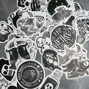 50 Cool Black and White Goth Laptop Stickers Dark Skull Tattoo - Etsy