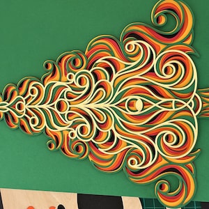 Christmas Tree 3D Zentangle Svg Files, Multilayer Panel for Laser ...