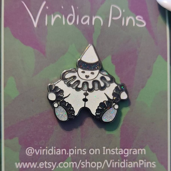 HOLO GLITTER Pierrot Clown Doll Hard Enamel Pin - Etsy