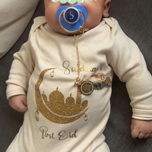 Personalised My First Eid Mubarak/ramadan Gold Beige Babygrow L Vest L ...