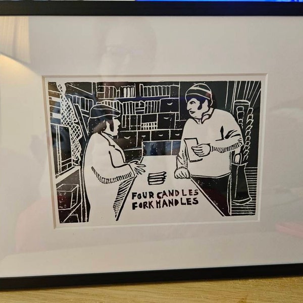 The Two Ronnies Fork Handles / Four Candles Sketch Lino Print - Etsy UK