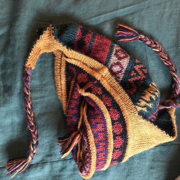 Red Hat Reversible chullo Winter Hat With Earflaps 100% Baby Alpaca ...