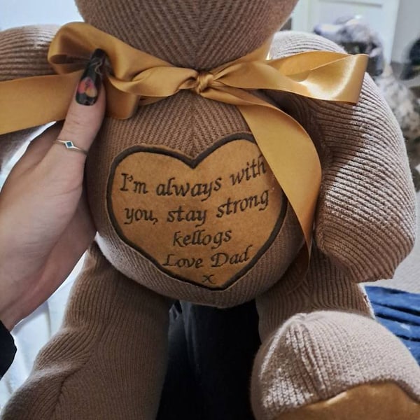 Memory Bear Handmade Personalised Keepsake Remembrance Bereavement Bear ...