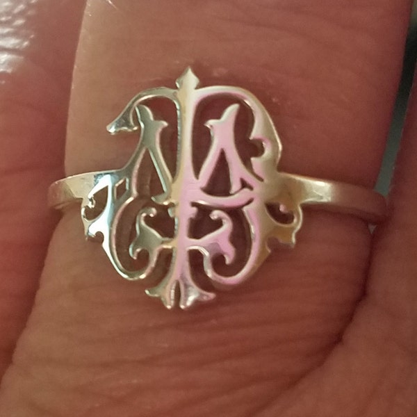 Personalized Monogram Ring - Double Initials Ring - Custom Monogram Ring - Initials Ring - Two ...