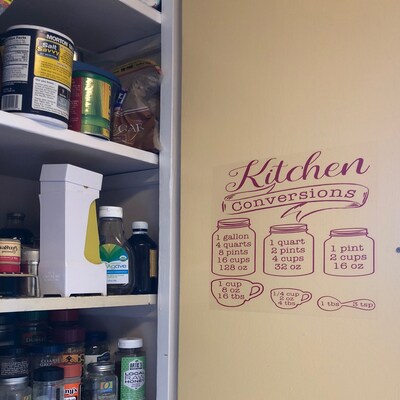 Kitchen Conversion Chart Decal for Your Kitchen for Measurements With ...