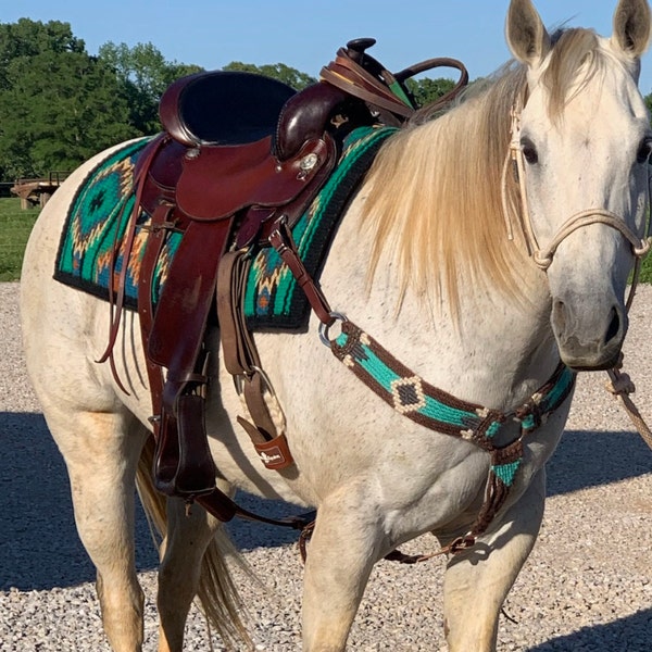 MADE TO ORDER Turquoise Lake Wool Saddle Blanket & Mohair Breast Collar ...