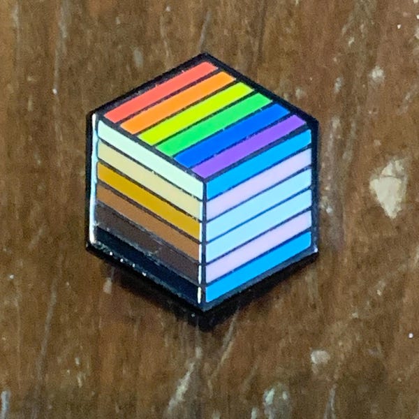 Inclusive Rainbow Pin - Flag Cube - Geometric LGBTQ Pin Lapel Badge ...