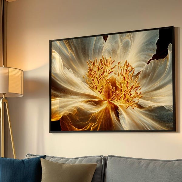 Panoramic Floating Framed Canvas Large Wall Print - Framed Dahlia ...