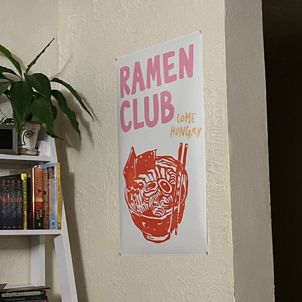 Ramen Club Print | Digital Art Download | Pink Kitchen Food Decor ...
