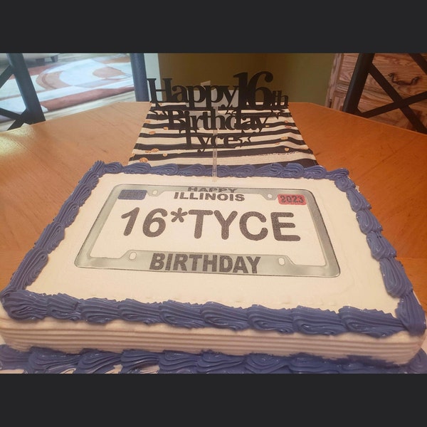 License Plate Edible Cake Topper - Etsy