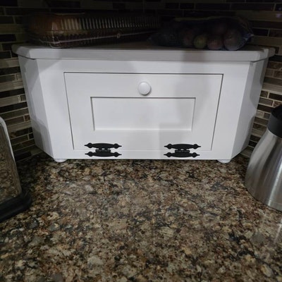 Corner Bread Box Wood Breadbox Kitchen Countertop Bread Box Farmhouse ...