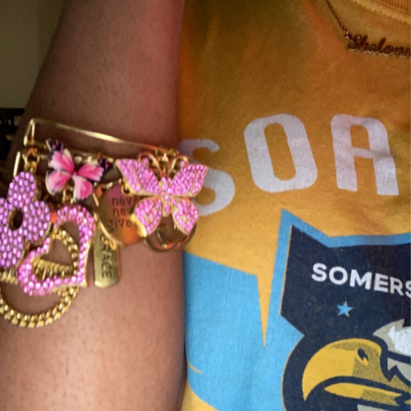 Stackable Bling Charm Bangles, Red, Black, Pink, Blue, Clear, Green ...