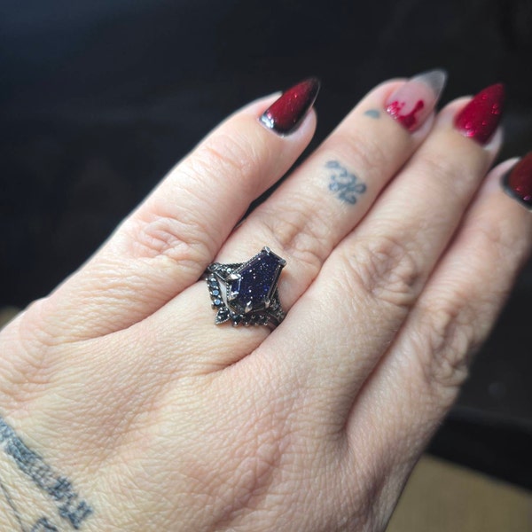 Vintage Garnet Engagement Ring Set Art Deco Leaf Design Wedding Ring ...