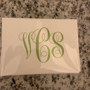 Personalized Folded Note Card Classic Monogrammed Stationery | Etsy