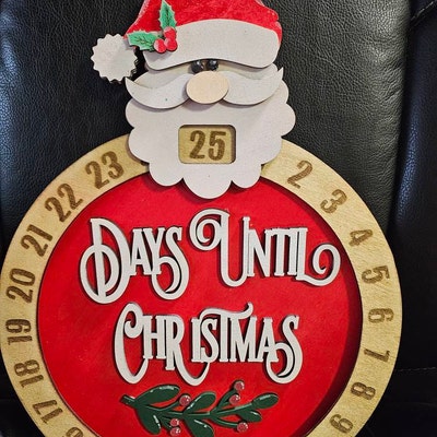 Santa Christmas Countdown Laser Cut File, Christmas Santa Countdown SVG ...