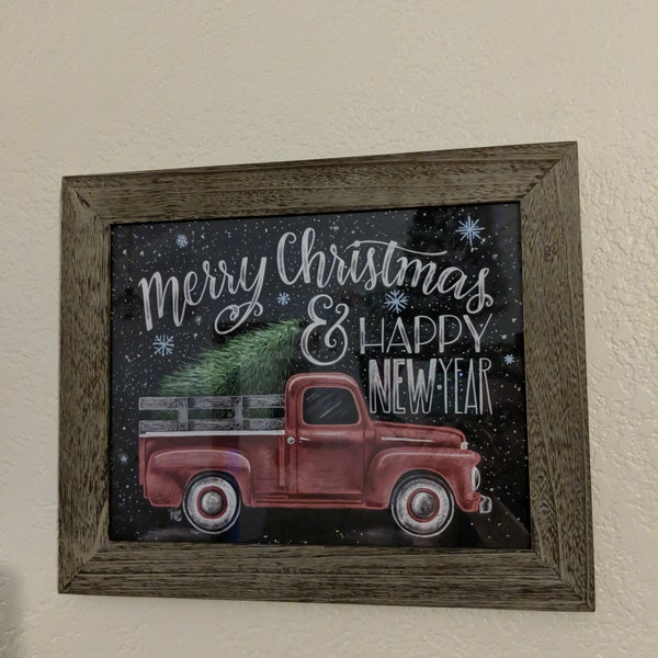 Merry Christmas Sign, Merry Christmas & Happy New Year, Chalkboard Art ...