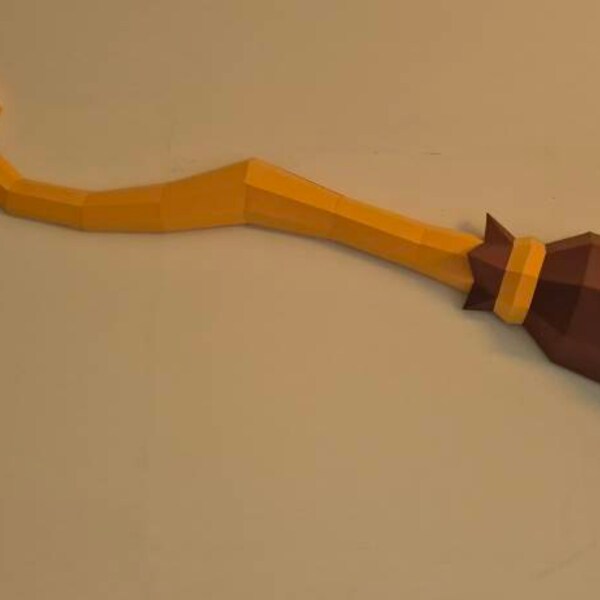 Witch's Broom Papercraft 3D DIY Low Poly Paper Crafts Halloween Wall ...