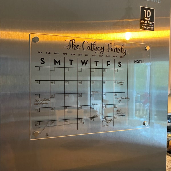 Magnetic Monthly Acrylic Calendar, 2022 Planner, Dry Erase Calendar ...
