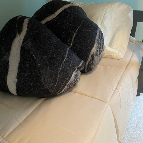 Set of 8 Large Rocks Stone Pillows, Home Decoration, Pebble, Living ...