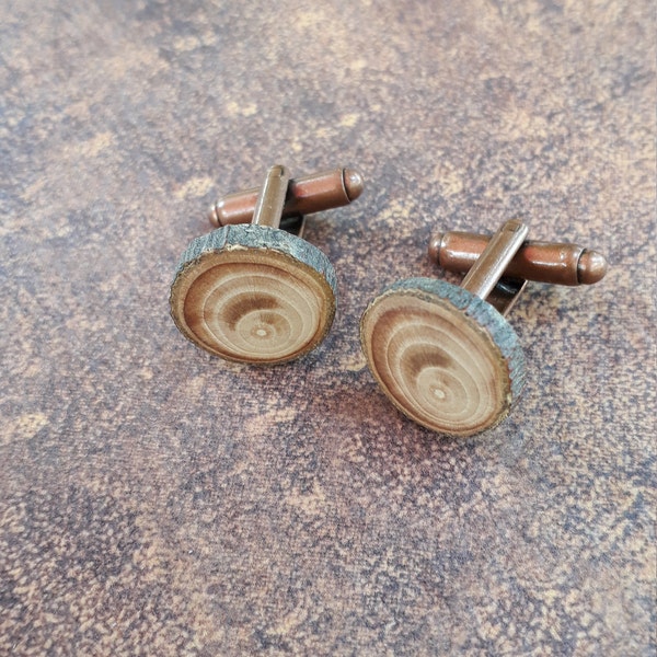 Wood Cufflinks, Groom Wedding Wood Cuff Links, Rustic Wedding Wood Gold ...
