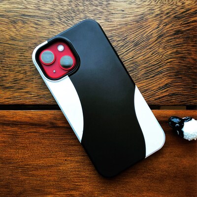 Bicoloured Black & Cream Tough iPhone Case iPhone 15 14 13 12 11 Pro ...