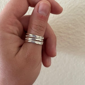 Silver Multi Layer Star Ring, Dainty Thumb Stackable Thick Adjustable ...