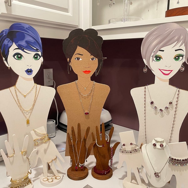 Cardboard Display Busts – Jewelry Mannequin Set | 2-3 Pieces by Size or ...
