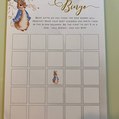 Peter Rabbit Baby Shower Game, Baby Bingo Game, Baby Shower Game ...