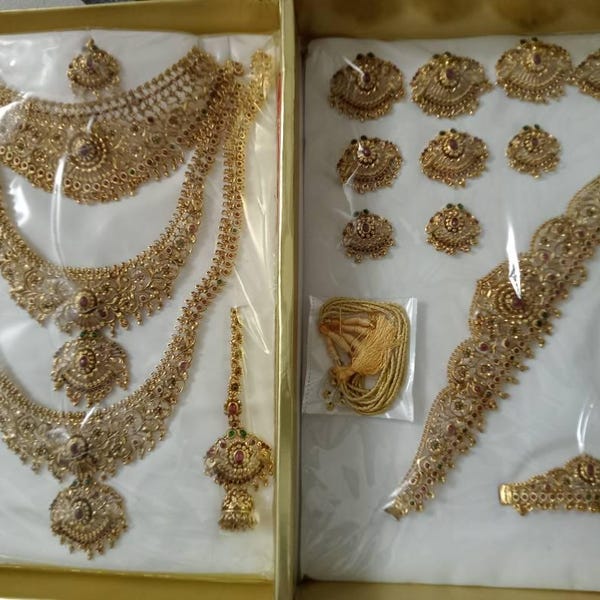 Matte Finish Beautiful Combo Necklace Set for Women, Gold Plated ...