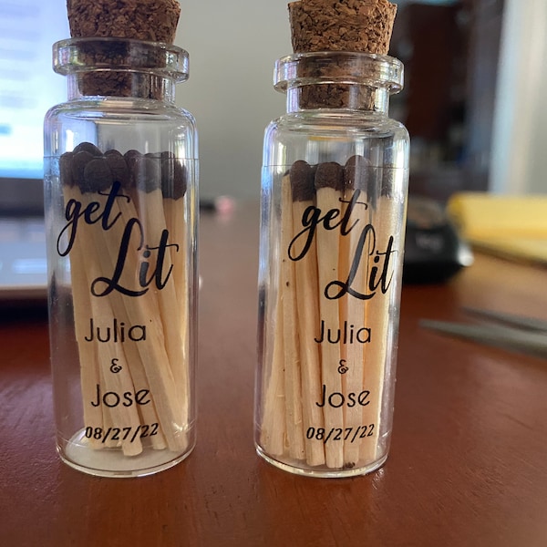 Wedding Matches, the Perfect Match, Glass Bottle, Custom Label, Wedding ...