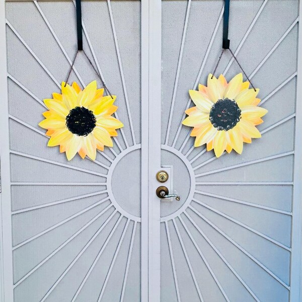 Painted Sunflower Door Hanger, Front Door Decor, Summer Flower, Front ...