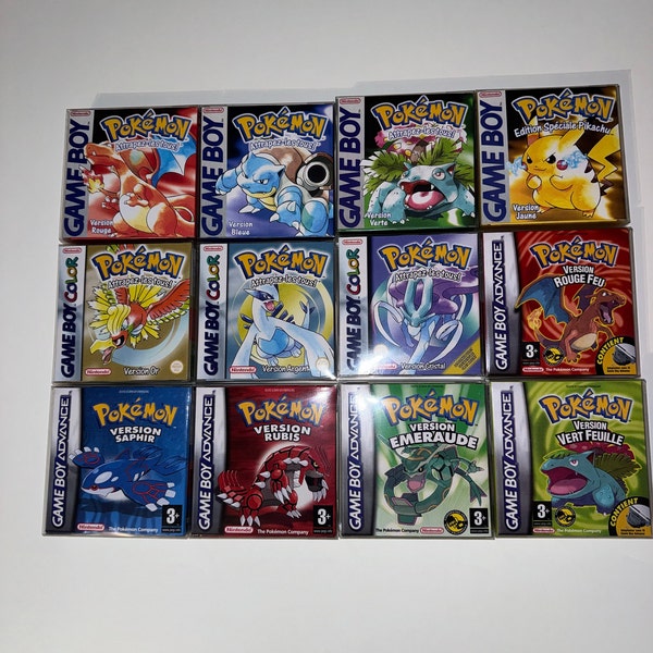 Pokemon 11 Versions Boxes for Game Boy Nintendo 7 Regions HQ Inner ...