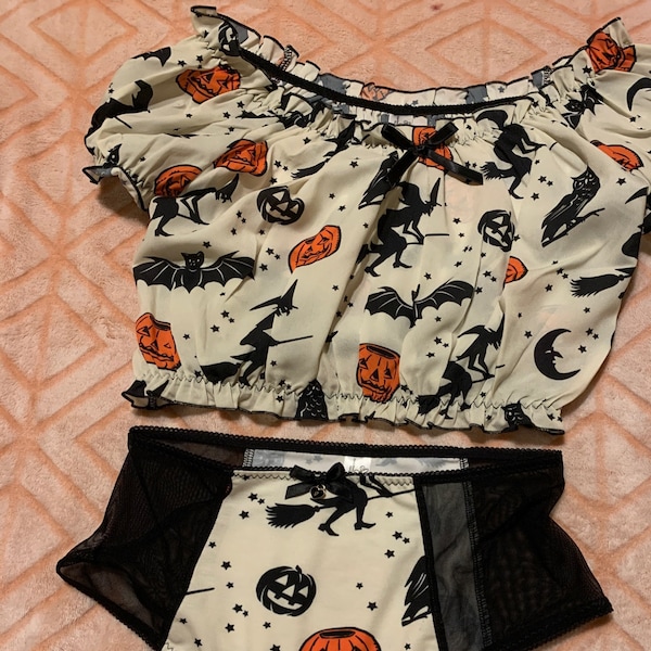 Hocus Pocus off the Shoulder Crop Top and Matching Thong or High ...