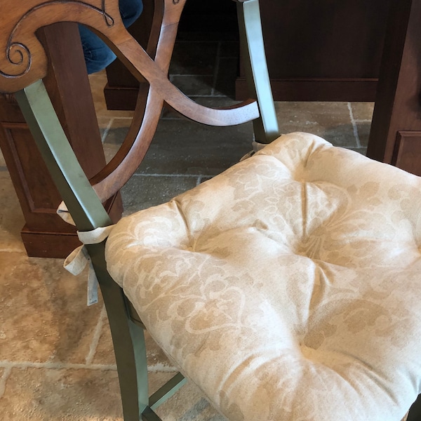 Set of 2 Tufted Chair Pads, 16" X 16" Brown and Beige Leopard Print ...