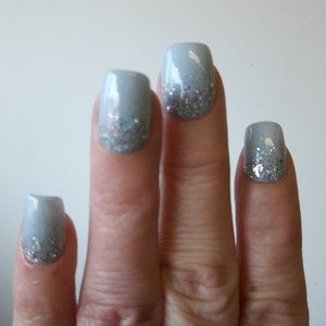 Ice Queen / Clear Icicle Nails With Holographic Silver Glitter, White ...