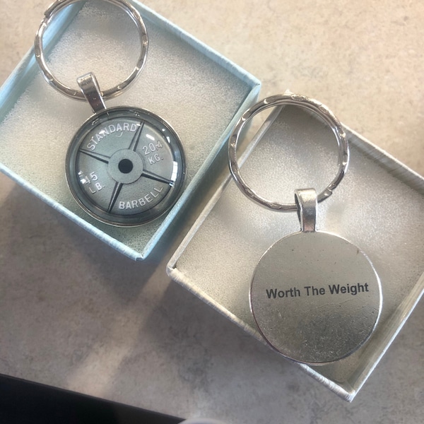 Engraved Key Ring Barbell Weightlifter Personalized Jewelry Workout ...