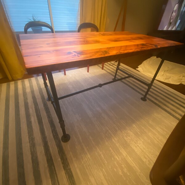 Reclaimed Wood and Pipe Table. Industrial Table. Black Iron Pipe Table ...