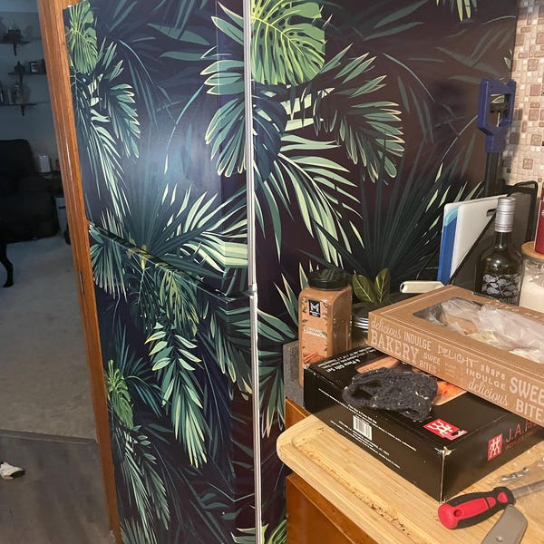 3D White Fridge Wrap Geometric Refrigerator Wrap Vinyl Side by Side Top ...