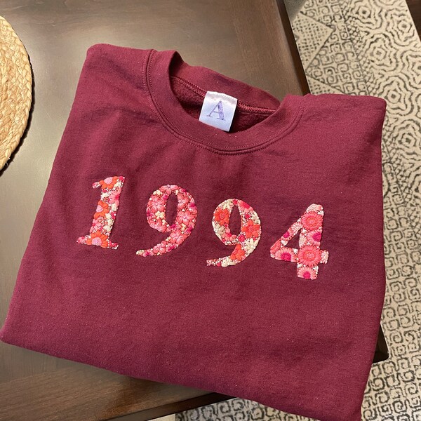 Custom Hand Embroidered Date Sweatshirt: Personalized Number Design, S ...