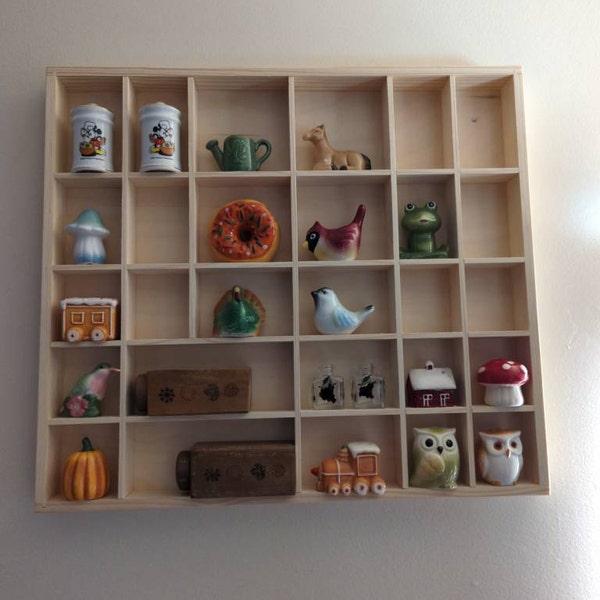 Dark Wooden Display 28 Compartments | Shadow Box | Brown Wall Hanging ...
