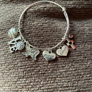 Custom Charm Bracelet Personalized Expandable Bangle Customize Your Own ...