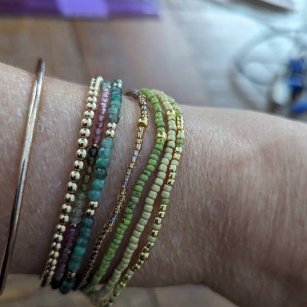 Stretch Bracelet Set, Seed Bead Bracelets, Minimalist Beaded Bracelets ...