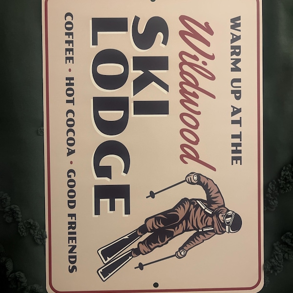 Personalized Ski Lodge Sign – Custom Skiing Decor, Winter Sports Wall ...