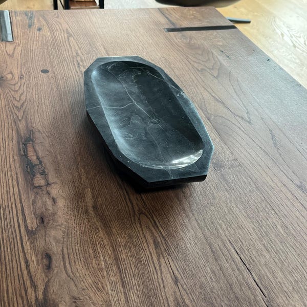 Unique Curved Stone Centerpiece - Garnet Inclusions - Handcrafted ...