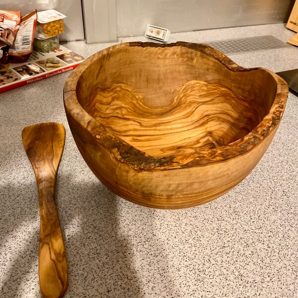 Großer Obstkorb mit Griff aus Olivenholz UNIKAT - Etsy.de