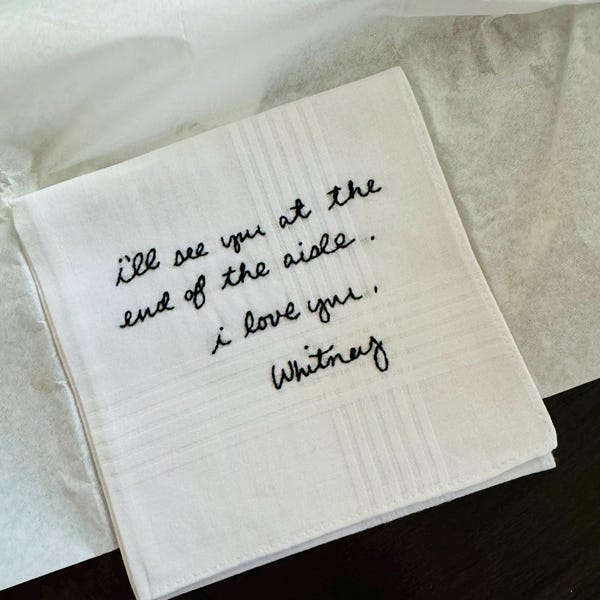 Custom Handwritten Embroidered Wedding Handkerchief for the Bride ...