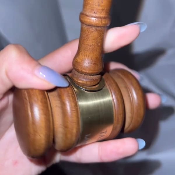 Personalized Wood Gavel With Engraved Gold Band - Wooden Judge's Gavel ...