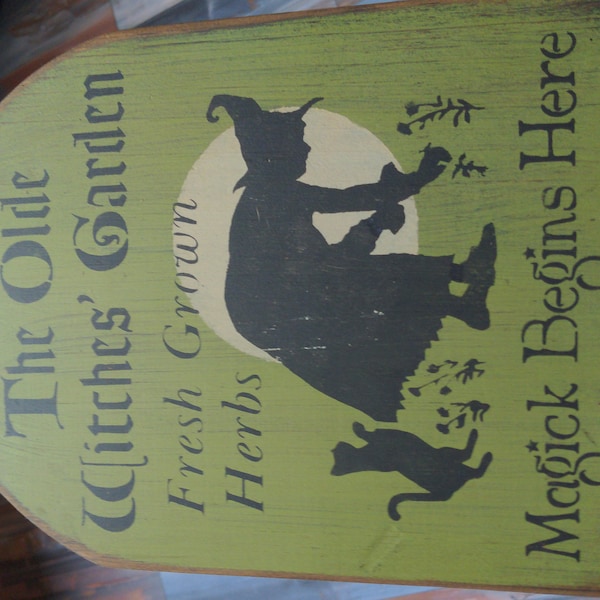 The Olde Witches' Garden Magick Primitive Halloween Sign - Etsy
